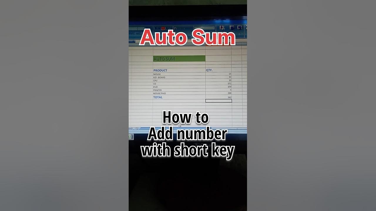 Auto Sum In Excel How To Add Number With Short key ytshorts auto-sum-in-excel-how-to-add-number-with-short-key-ytshorts