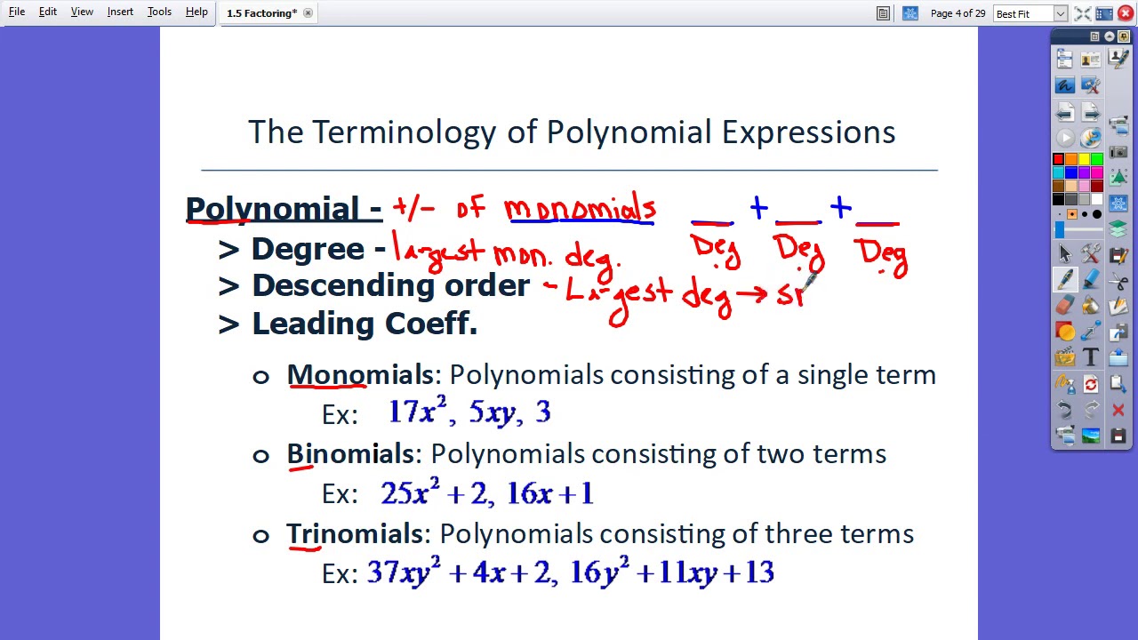 DC College Algebra: 1.5a Polynomials & Factoring - YouTube