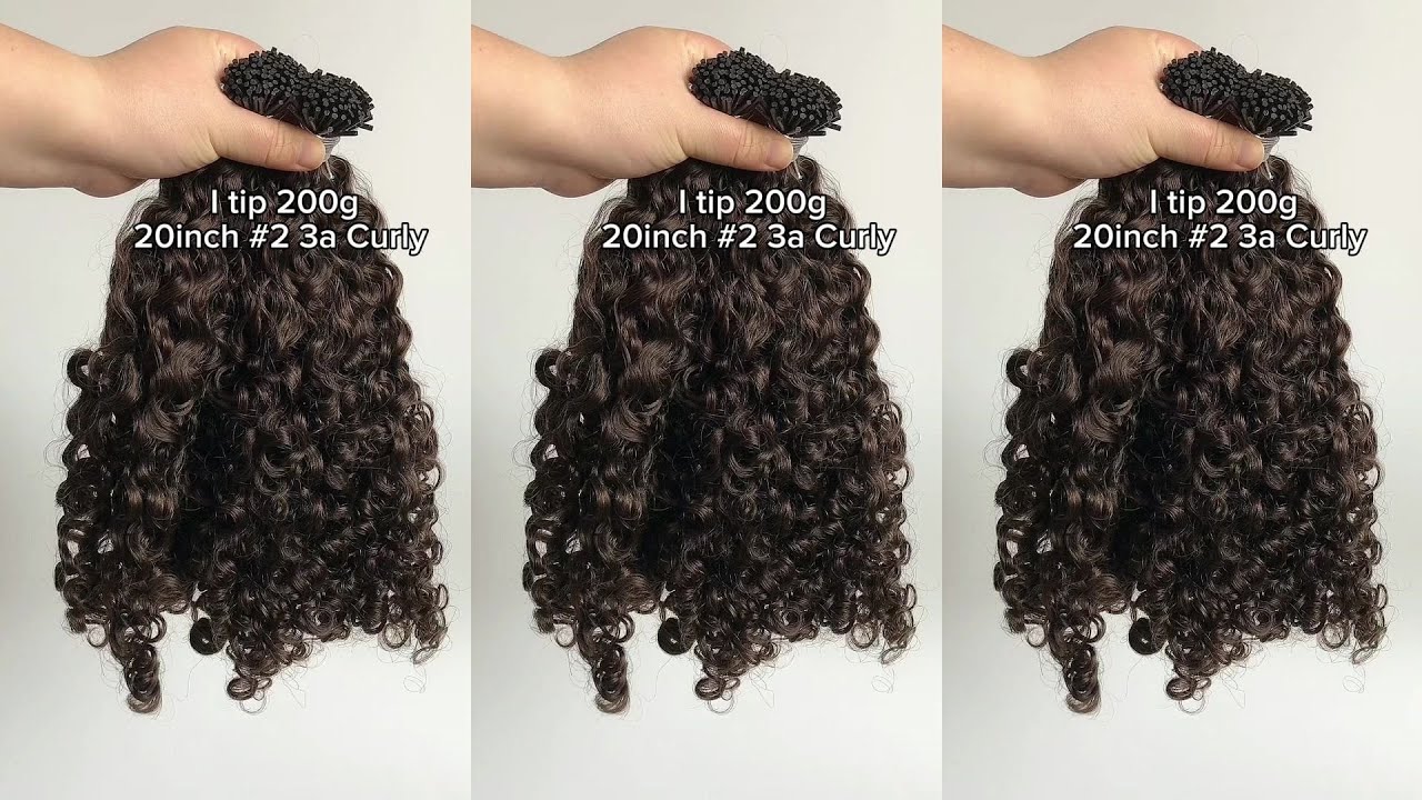 lovebeautywig | 20inch Darkest Brown 3a Curly I Tip Hair Extensions ...