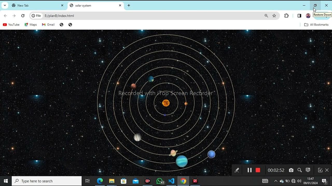coding solar system in vsc, css - YouTube