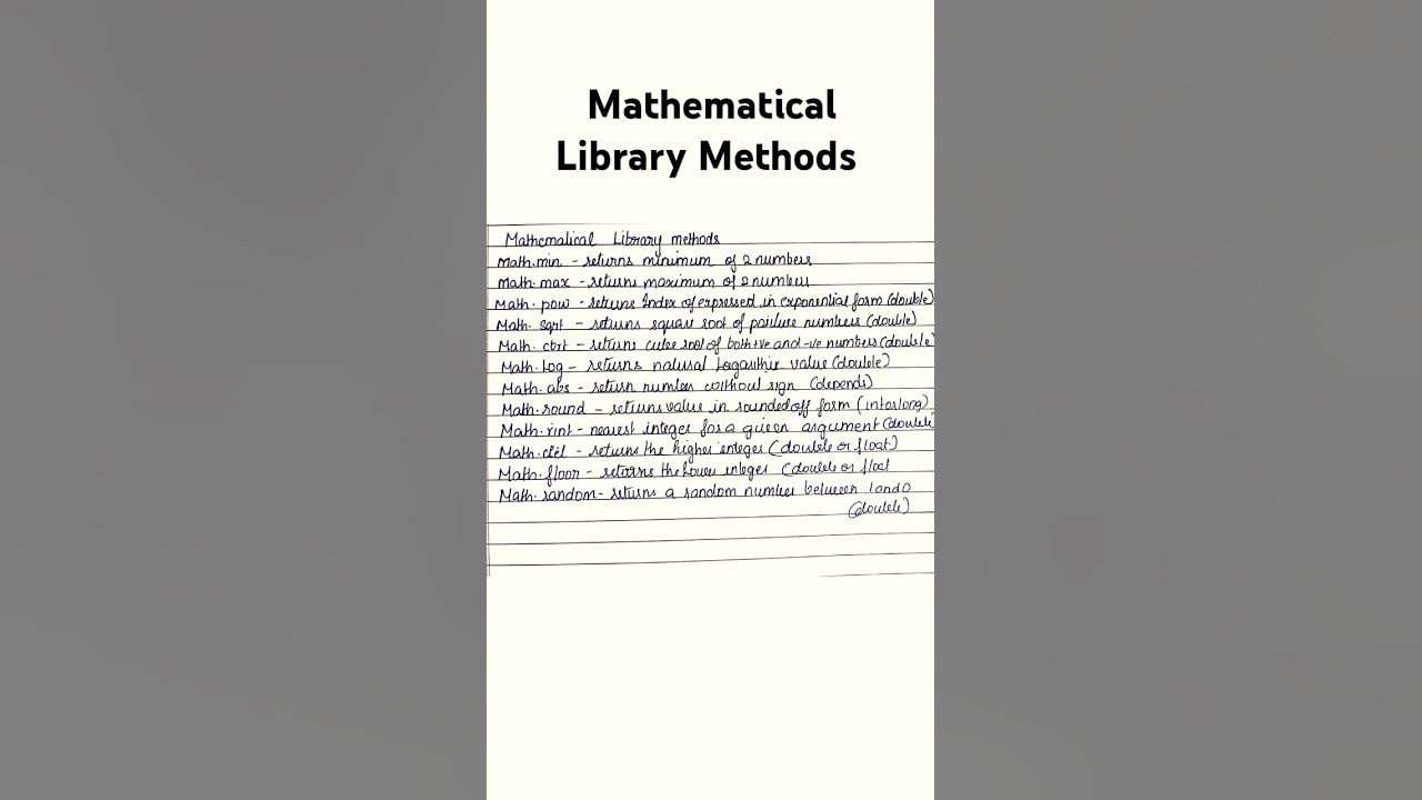 Mathematical Library Methods #computerapplications #2025 #icsesyllabus - YouTube