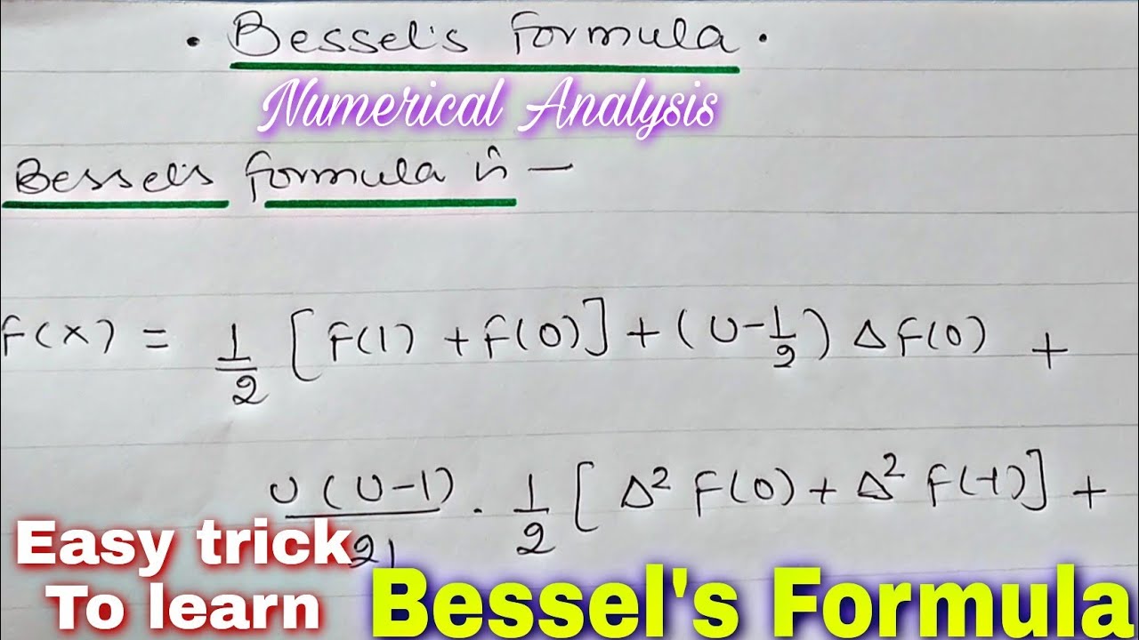 Bessels Formula In Hindi Numerical Analysis Youtube
