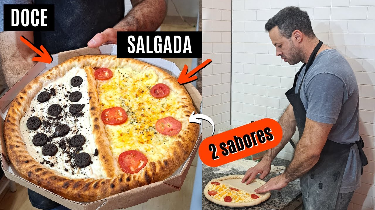 Como fazer PIZZA meio a meio com DOIS sabores - SALGADA E DOCE I ...