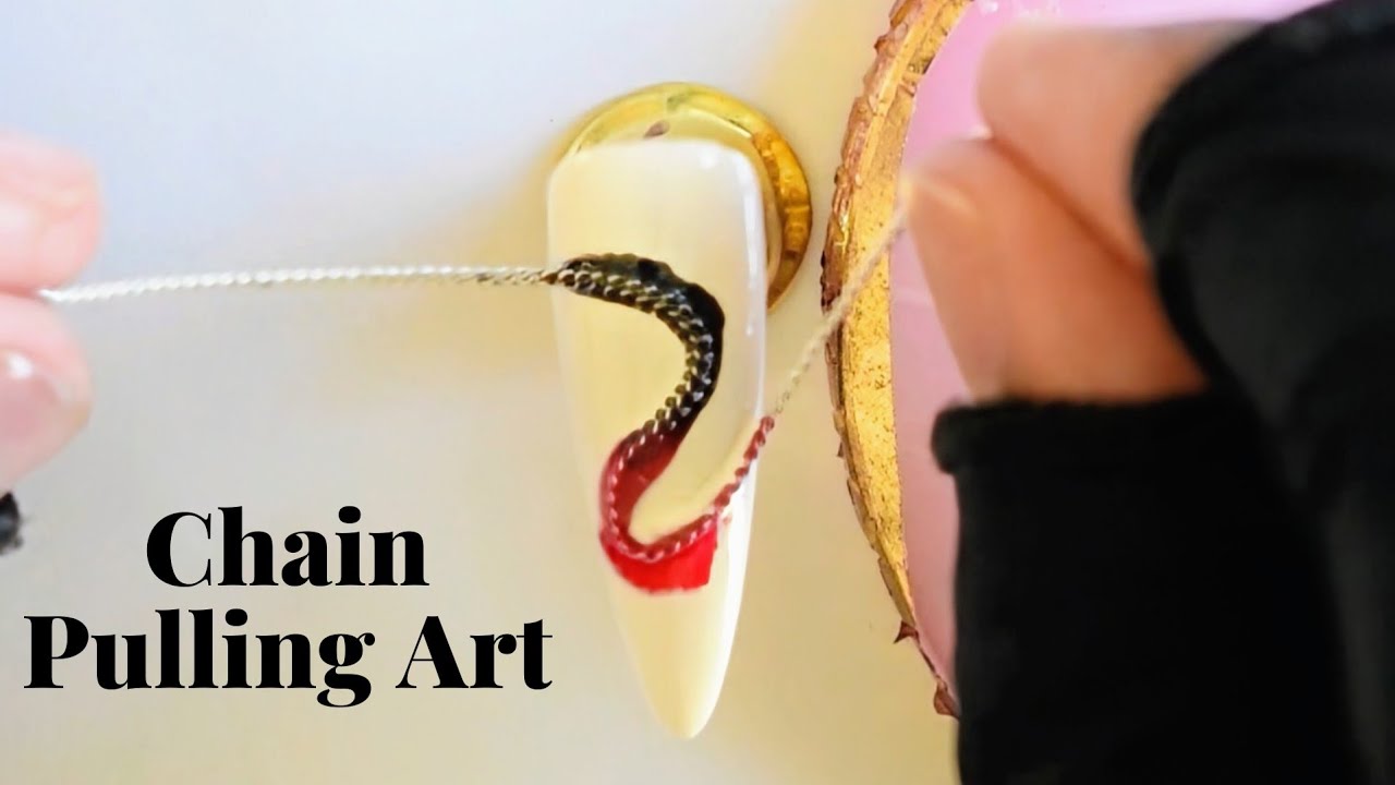 Drag Through Effect Nail Art I Nail Art Design | String/Chain Pulling ...