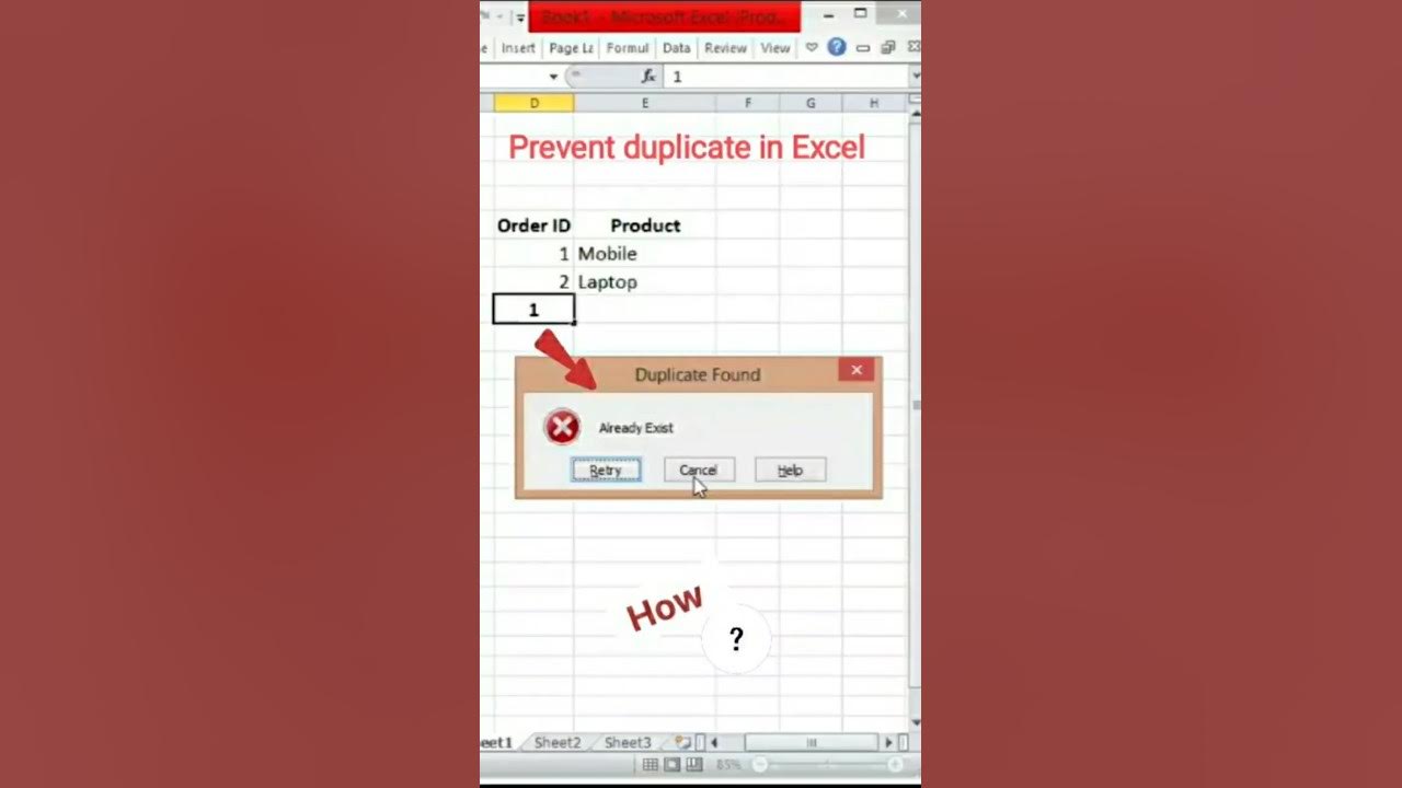 Prevent Duplicate In Excel Excel Exceltricks Exceltips Youtube