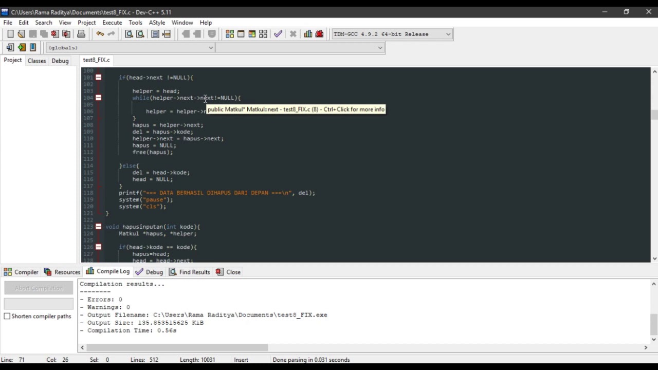 [UAS Matakuliah Pemrograman dan Struktur Data] Implementasi Konsep Single Linked List - YouTube
