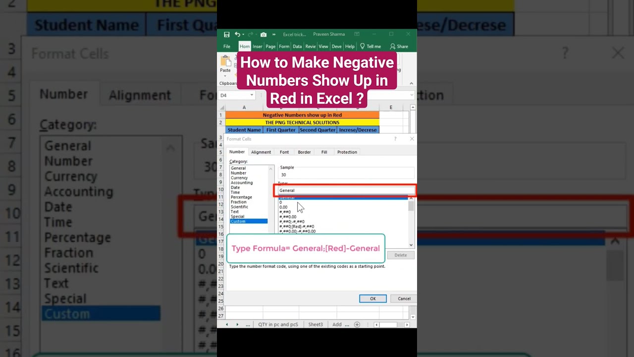 How To Make Negative Numbers Show Up In Red In Excel YouTube How To Make Negative Numbers Show Up In Red In Excel YouTube