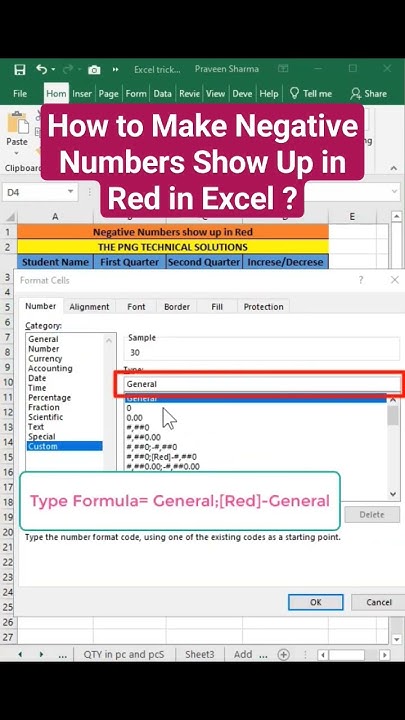 How to Make Negative Numbers Show Up in Red in Excel ? - YouTube