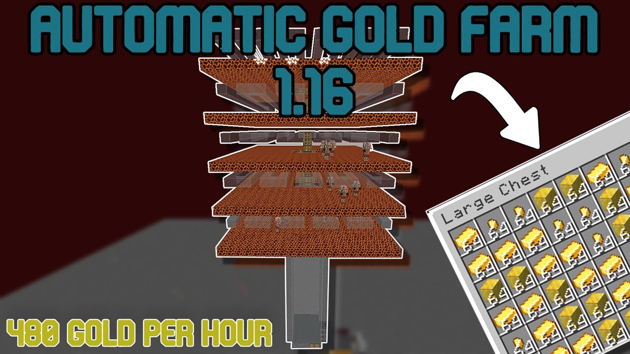 Automatic Gold Farm in Minecraft 1.16 - 480 Gold Ingots An Hour - YouTube