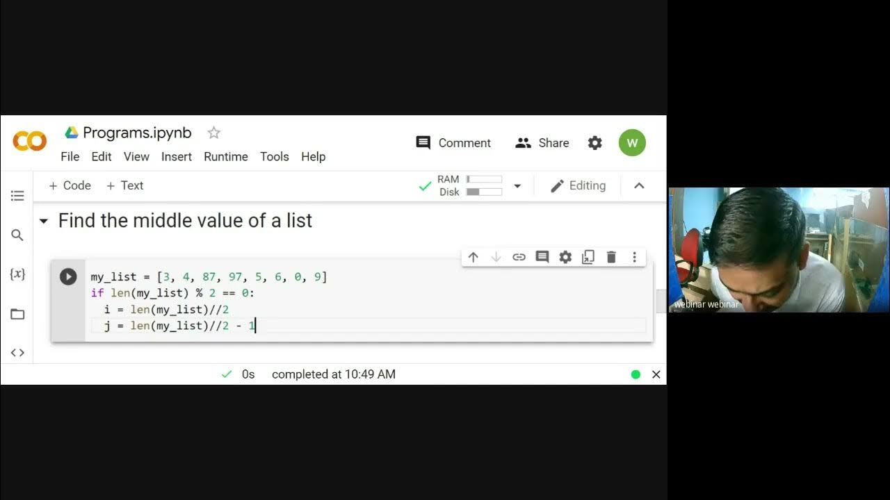 Lecture 41: Find the middle value of a list in python - YouTube