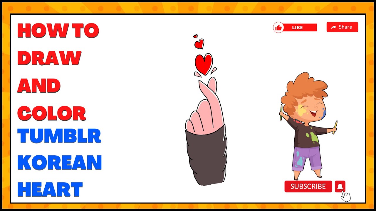 How To Draw And Color Tumblr Korean Heart Step By Step Guide | Easy ...