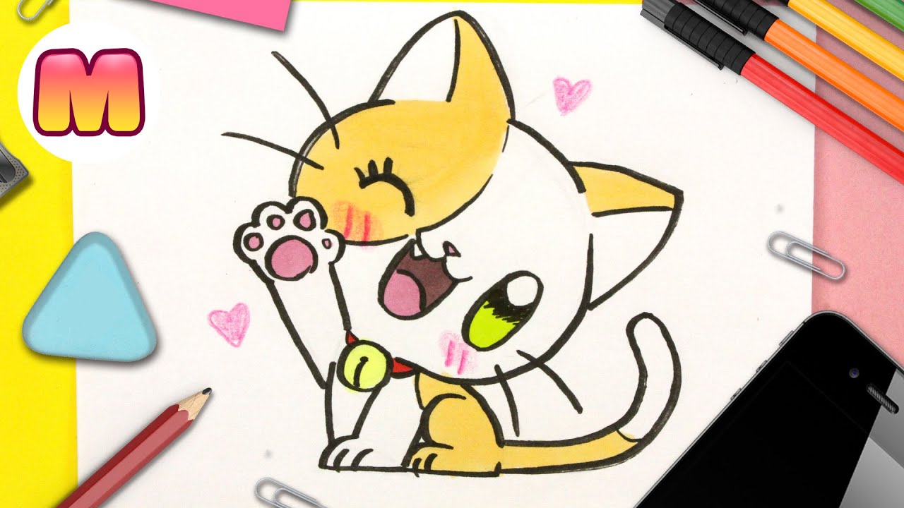 Como dibujar un GATO KAWAII 💖 FACIL PASO A PASO 💖 como dibujar un ...