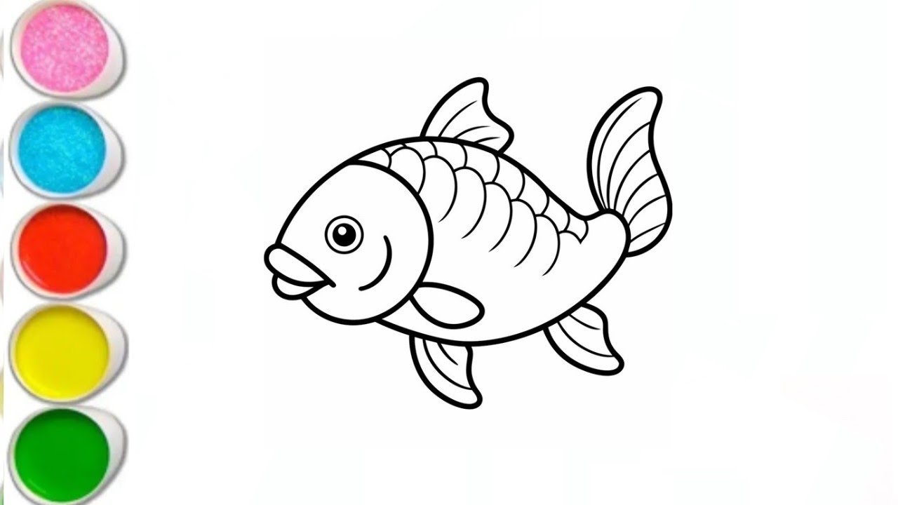 Fish drawing, coloring, painting for kids and toddlers_ easy fish ...