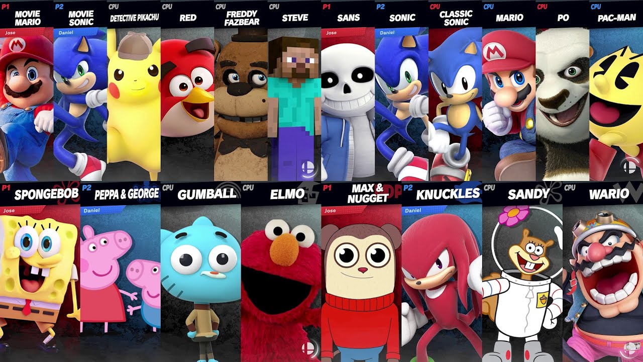 Sonic and Mario vs Sans | Spongebob vs Gumball | Wario vs Knuckles in ...
