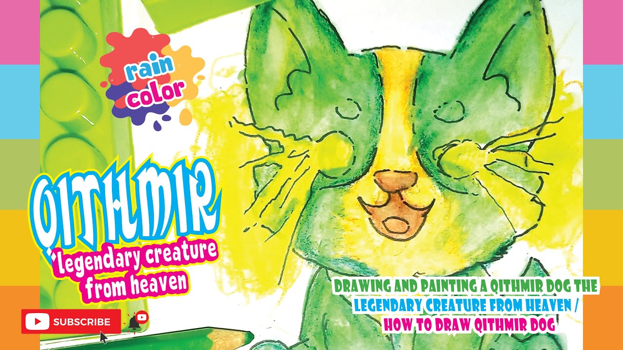 Drawing and Painting a Qithmir Dog the legendary creature from heaven ...