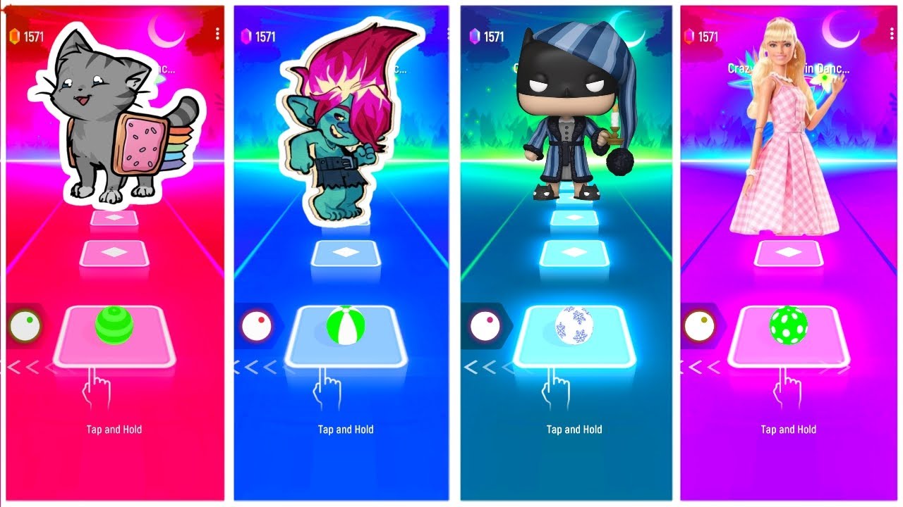 Nyan Cat 🆚 TROLLS_3_Band 🆚 Funko POP 🆚 Barbie Tiles Hop Edm Rush - YouTube