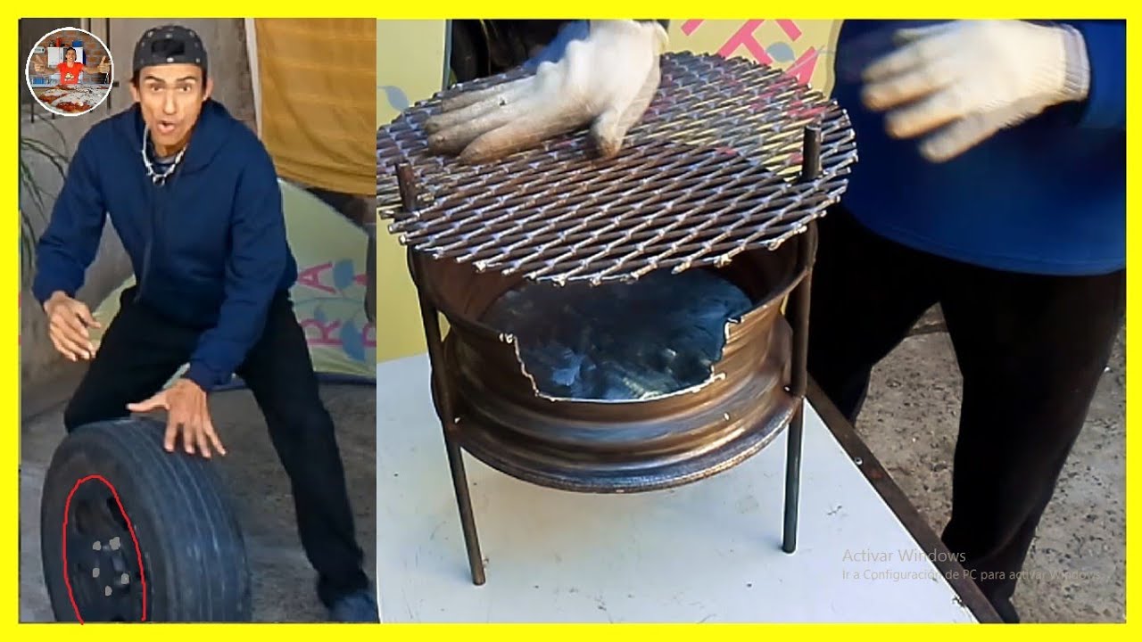 Hice mi parrilla fácil con una llanta - YouTube