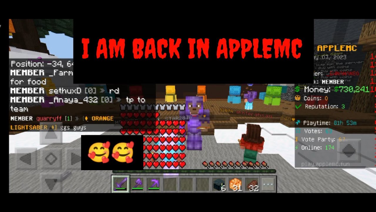 I AM BACK IN APPLEMC 😎😎 ||| THANKS FOR SUPPORT GUYS😍🥰 #applemc # ...
