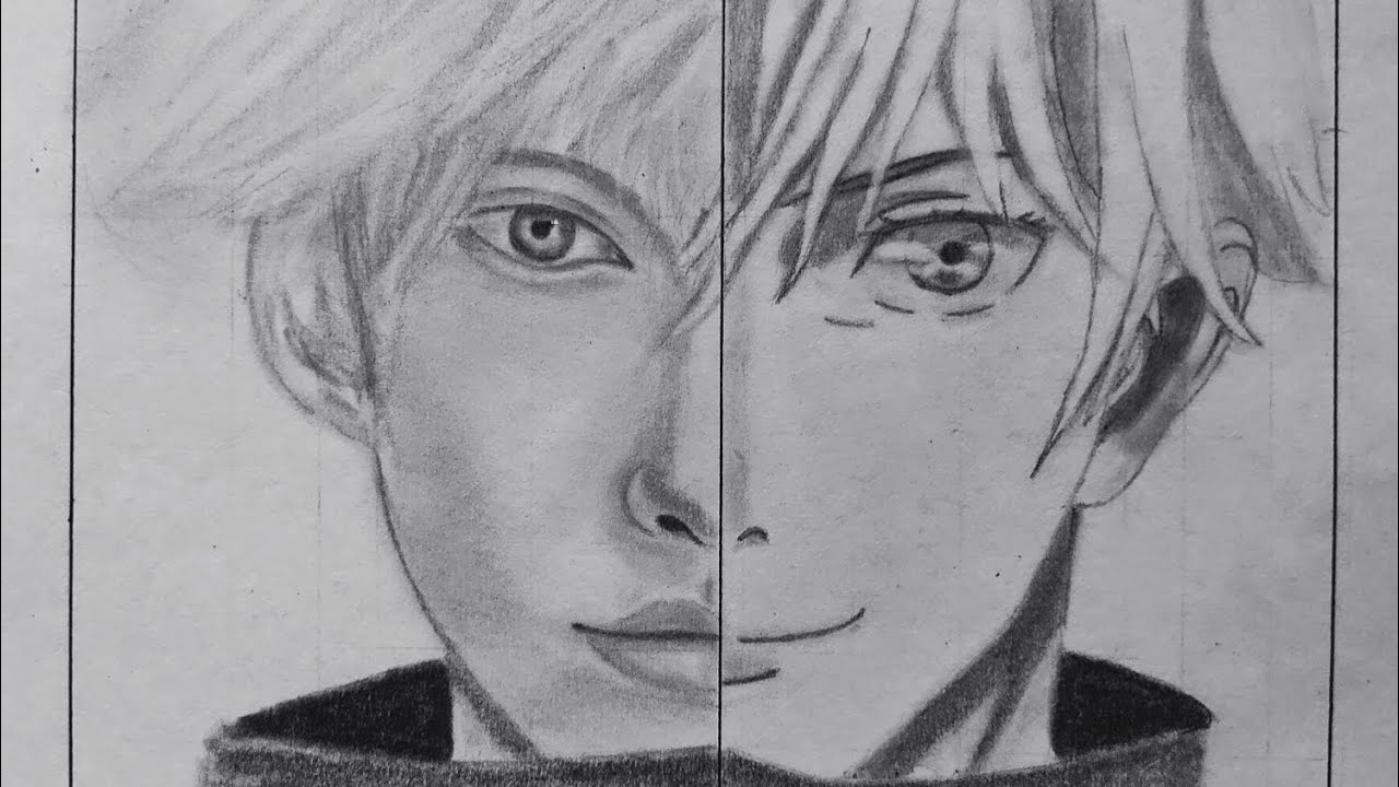 How to draw anime step by step. How to draw gojo realistic vs anime ...