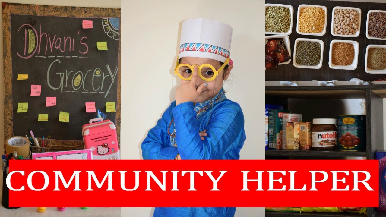 Community helpers Speech || Our helpers || Kids Grocery Store ...