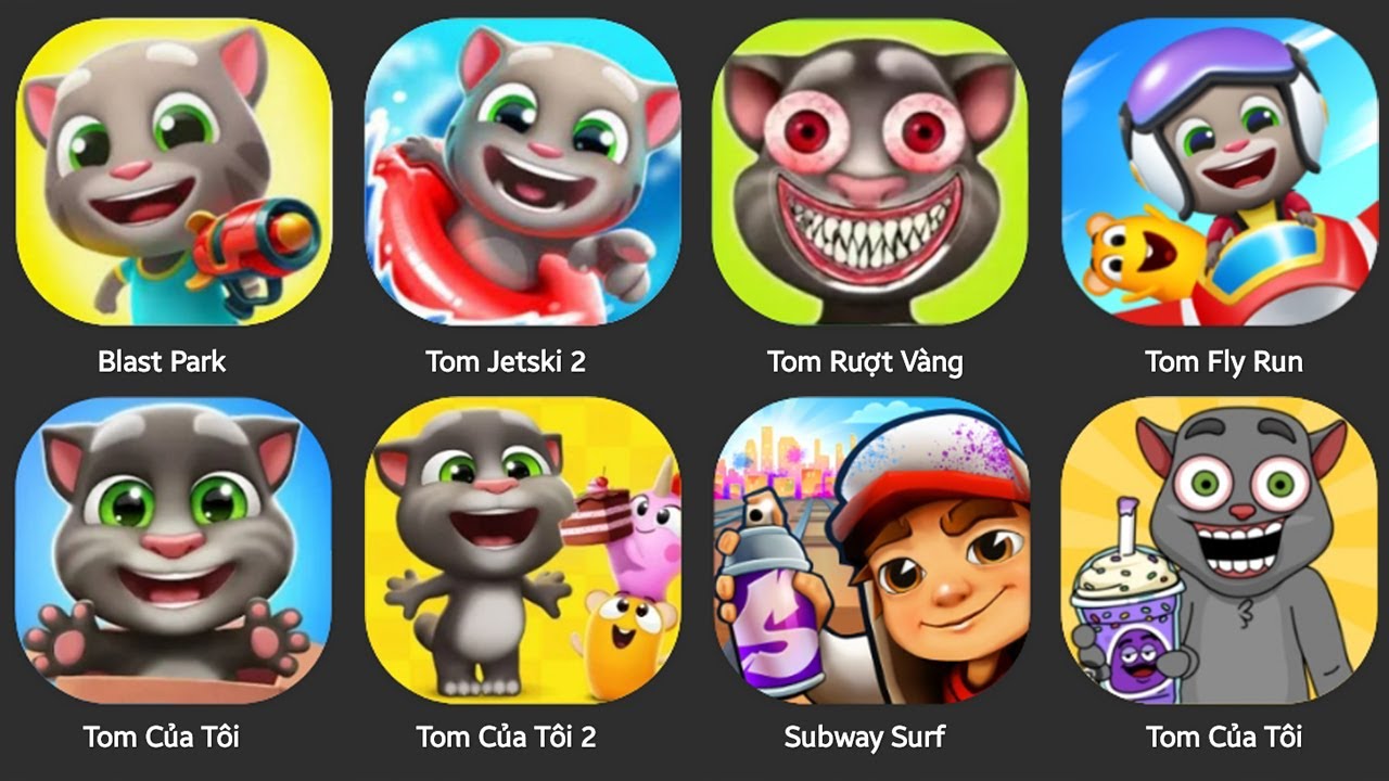 TALKING TOM 1+2,TOM TIME RUSH,TOM BLAST PARK,TALKING BEN,SUBQUAY SURF ...