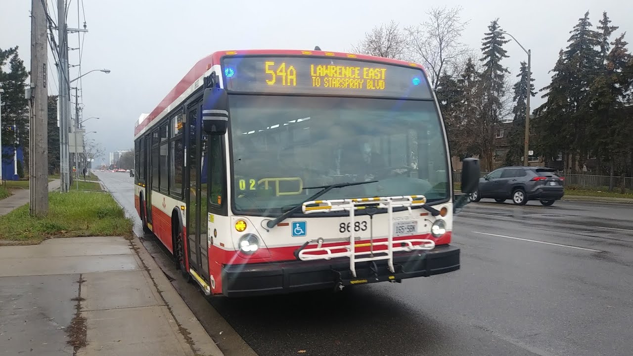 TTC BUS 8683 RIDE ON ROUTE 54A LAWRENCE EAST TO STARSPRAY BLVD - YouTube