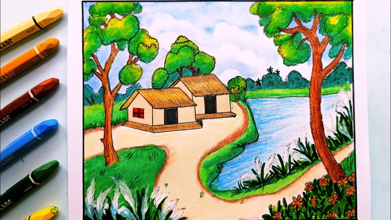 Autumn season scenery drawing step by step for beginners | How to draw ...
