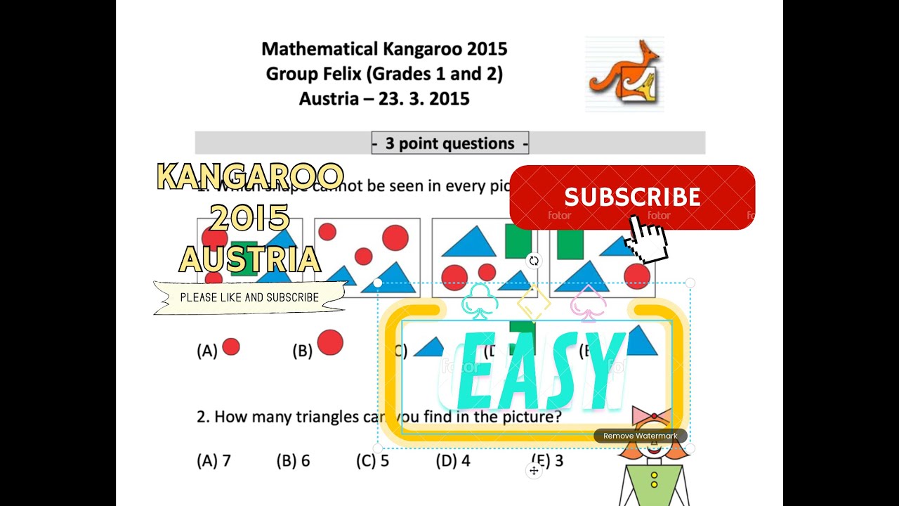 AUSTRIA KANGAROO GRADE 1-2 YEAR 2015 olympic #olympic #math #grade1 # ...