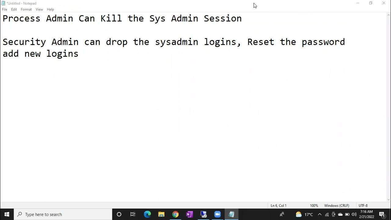 Sql DBA Batch 42 Class 50 Database Roles - YouTube