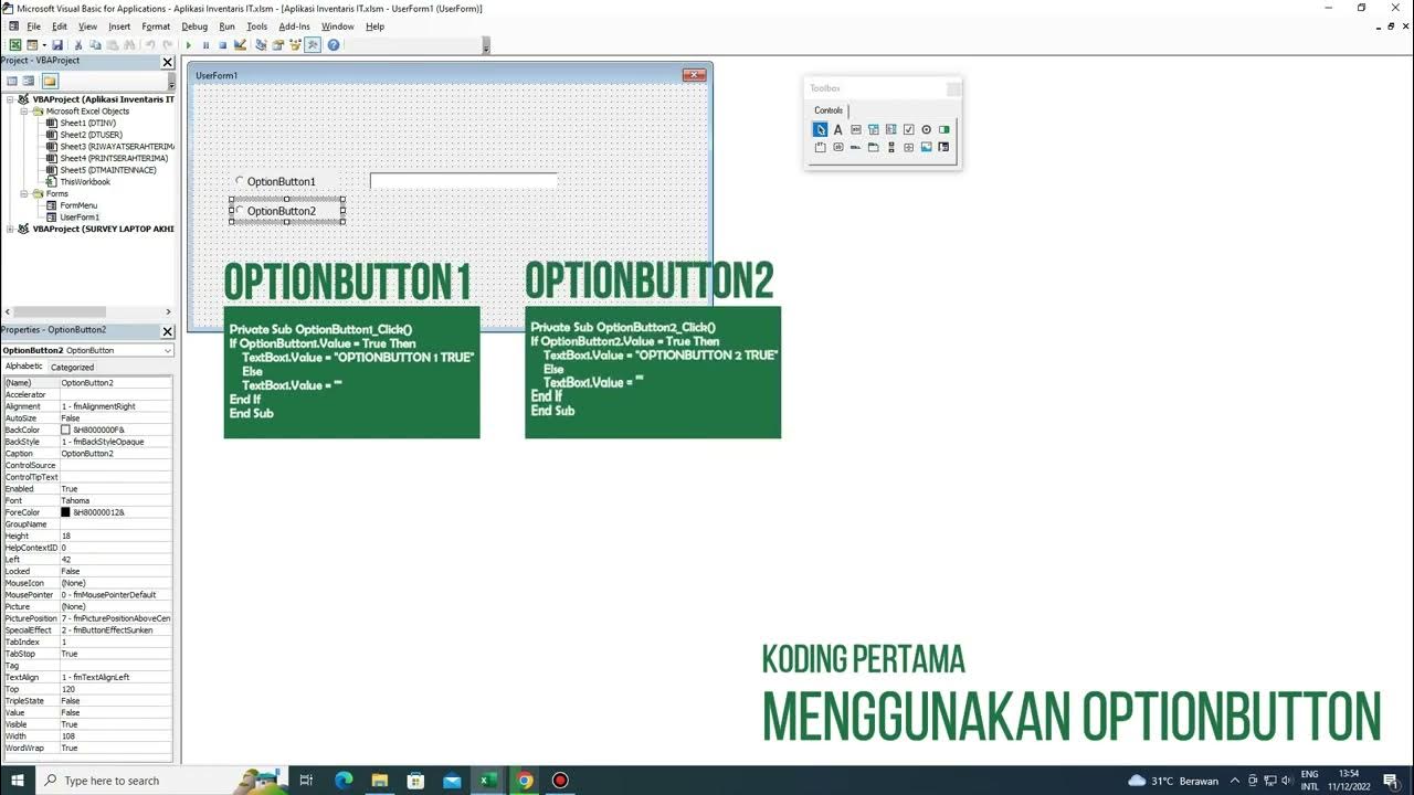 Logika sederhana Optionbutton Macro VBA - YouTube