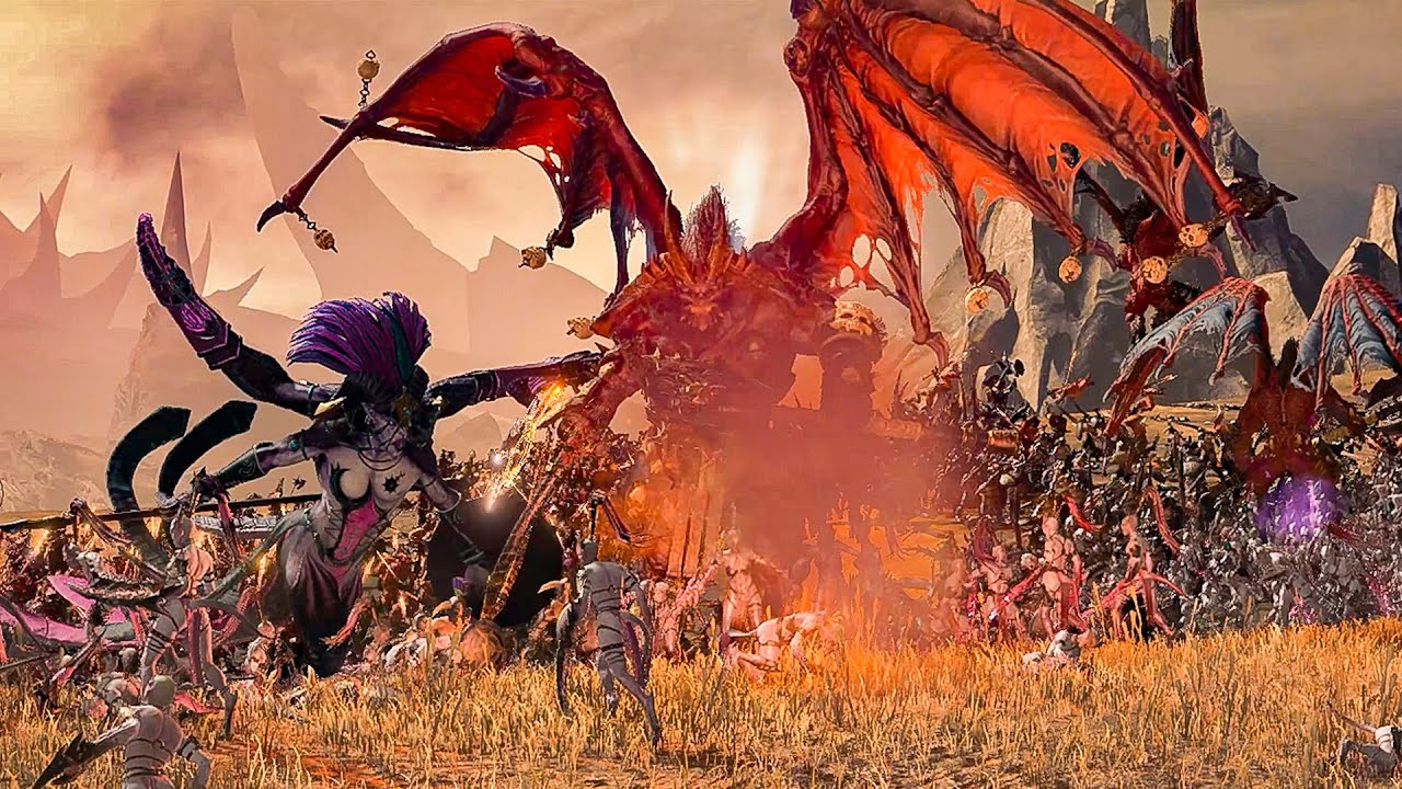 Total War Warhammer 3 | Exalted Blood Thirster Battle With Slaanesh ...