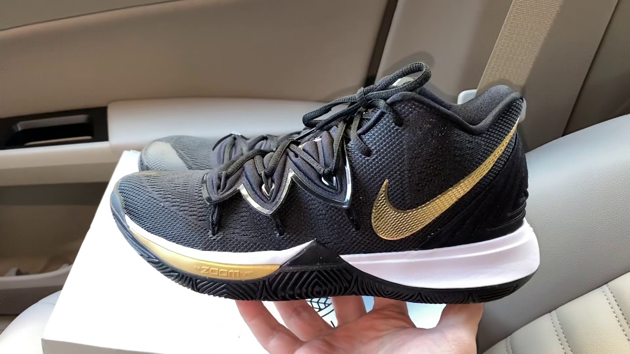Nike Kyrie 5 Black Metallic Gold Basketball shoes - YouTube