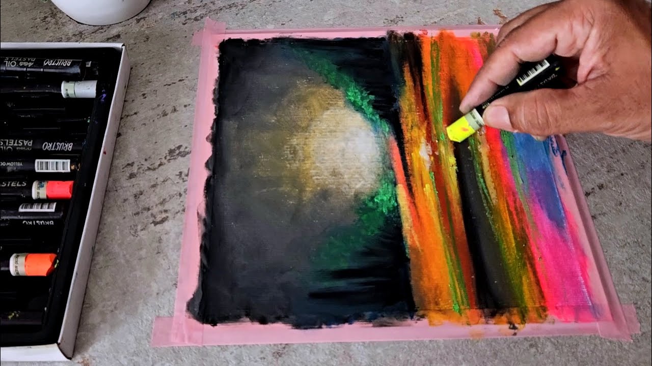 Easy Oil Pastel Drawing / Step By Step / Abstract Landscape Painting ...