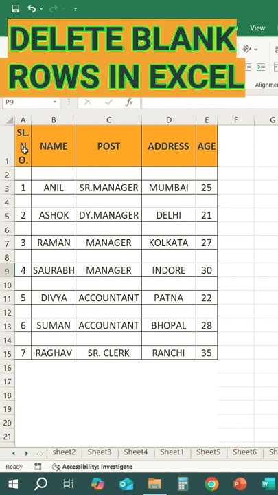 Delete Blank Rows in Excel#exceltipsandtricks #excel#shorts #exceltech #datafiltering - YouTube