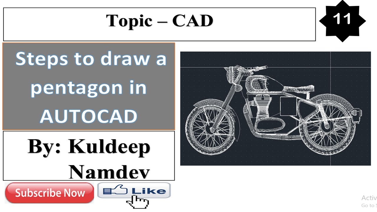11. Steps to draw pentagon in AutoCAD - YouTube