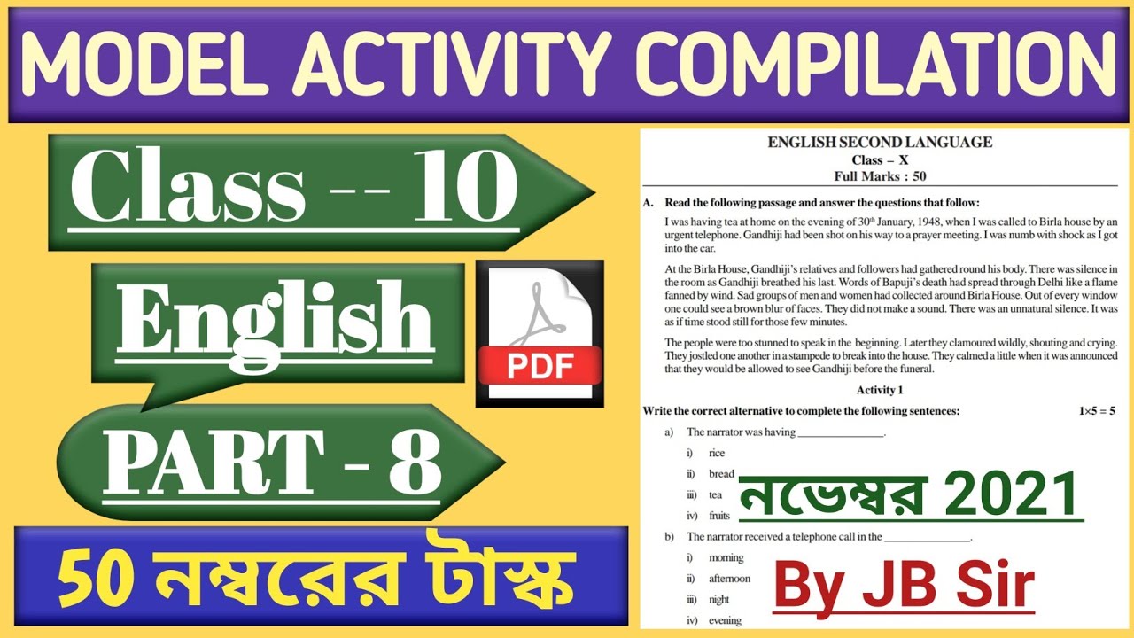 Model Activity Task Class 10 English Part 8 | 50 Marks Activity Task ...