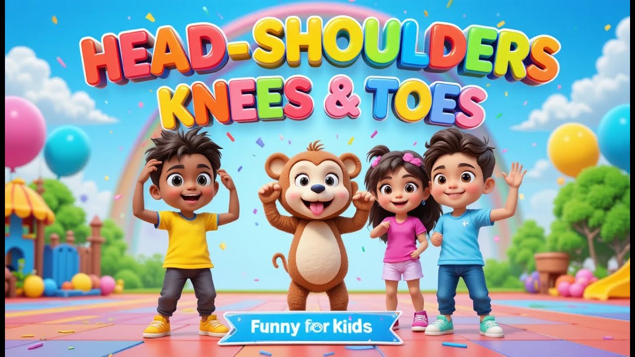 🎵 Funny Head Shoulders Knees and Toes | 3D Kids Song | Dance & Sing ...