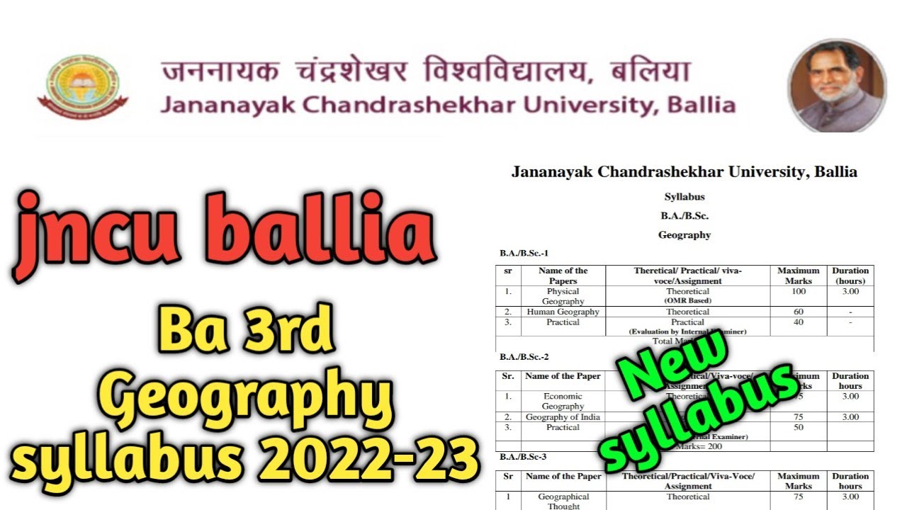 jncu ballia geography ba 3rd year syllabus 2022/jncu ballia geography ...