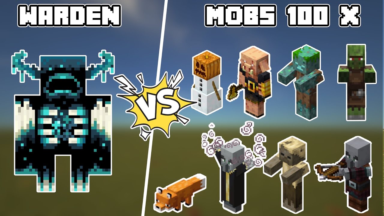 Warden vs All Mobs 100x | Part 2 | ( Husk, Fox, Piglin Brute, Drowned ...