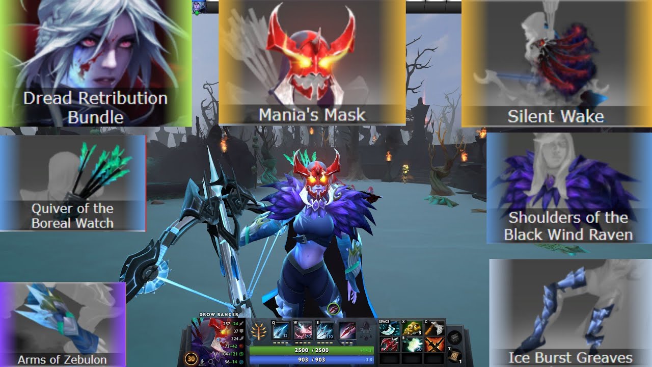 Drow Ranger Mix Set Dread Retribution / Mania's Mask / Silent Wake ...