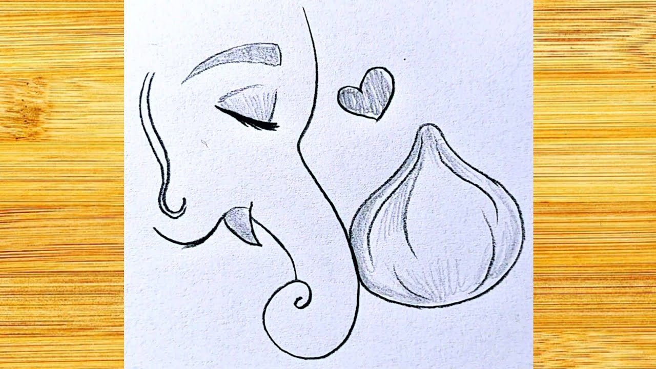 Cute bal Ganesha love modak sweet/ Easy drawing for beginners - YouTube