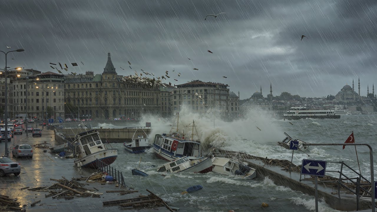 🌊 🌪️ Istanbul, Turkey Hit by Violent Storm: Massive Waves, Extreme ...
