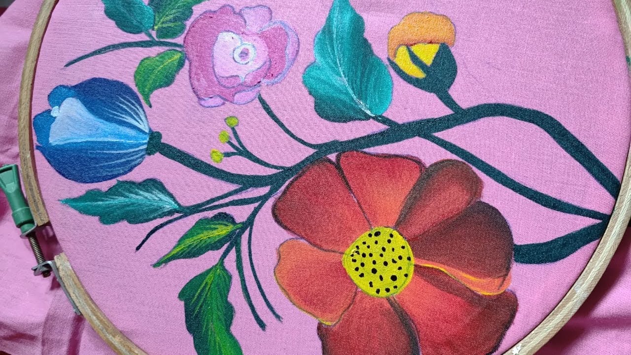 colourful fabric flower painting design - YouTube