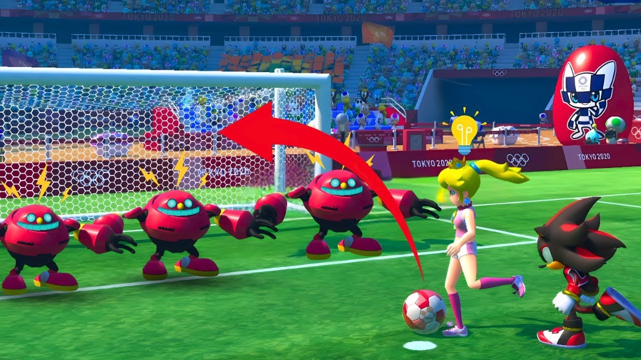 Can Princess Peach Outsmart Sonic's Robots? Tokyo 2020 Soccer Challenge ...