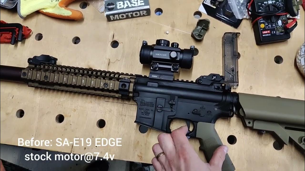 Specna Arms SA-E19 EDGE motor upgrade to Warhead Base 27k - YouTube