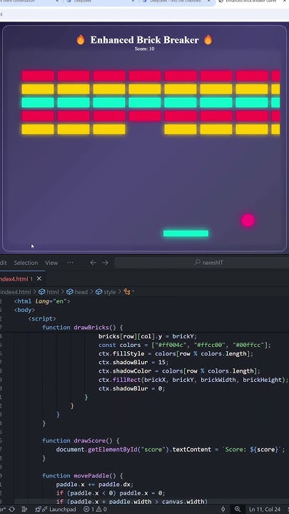 🔥 3D Brick Breaker Game - Neon Cyberpunk Look | Three.js & GSAP | Play Now! 🚀#html5 #css3 #Js ...