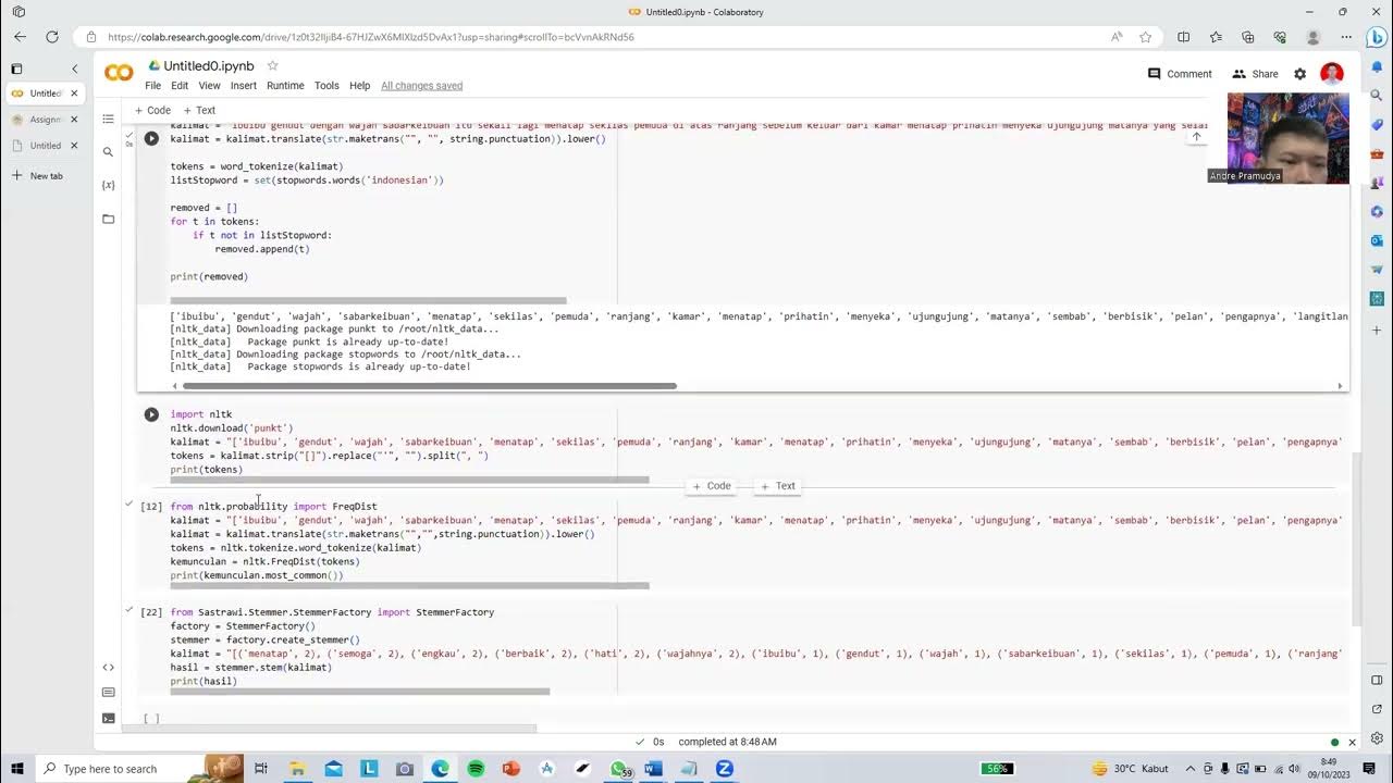 Pengolahan Dasar Teks dengan NLTK( Tugas Terstruktur 4 ) - YouTube