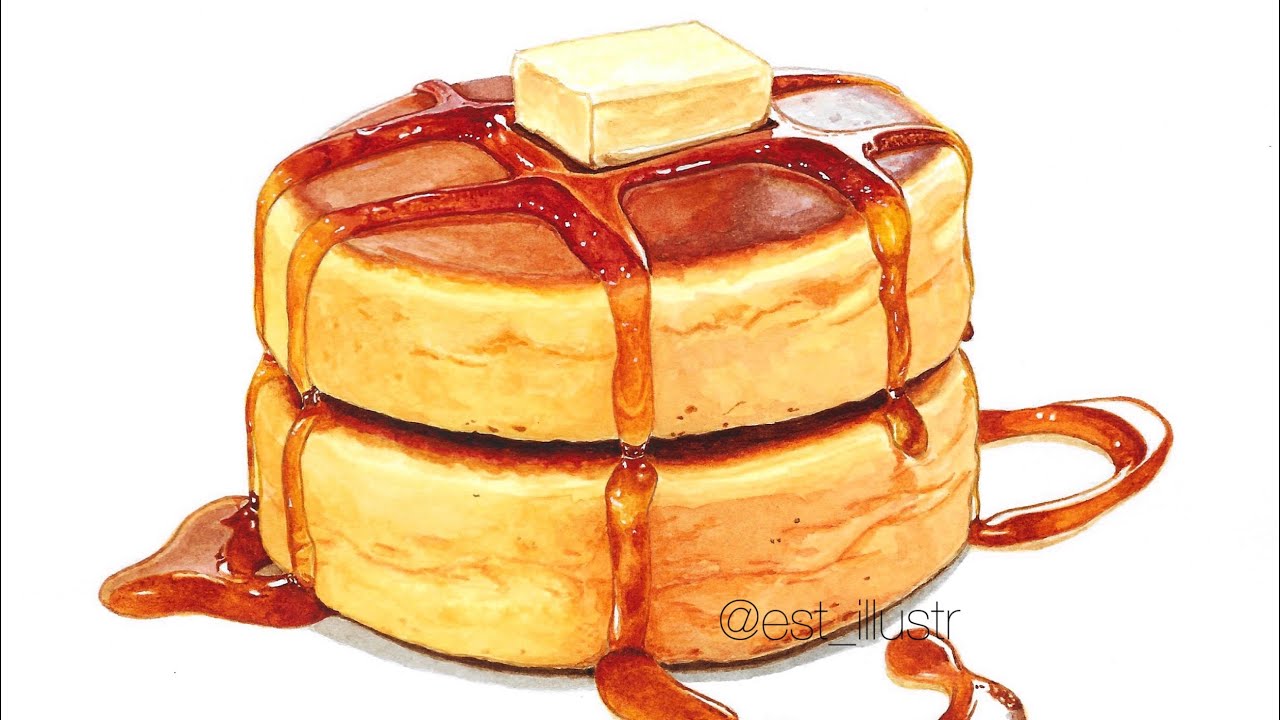 The pancakes - watercolor illustration timelapse | Watercolor painting ...