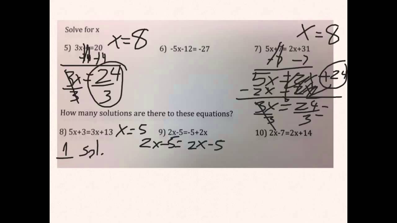 8th grade quiz review solution to a system and solving multi-step ...