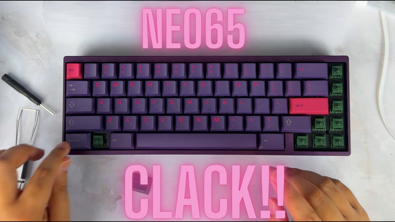 Neo65 Purple & WS Orchid Strings - No Foam Clack Build - YouTube